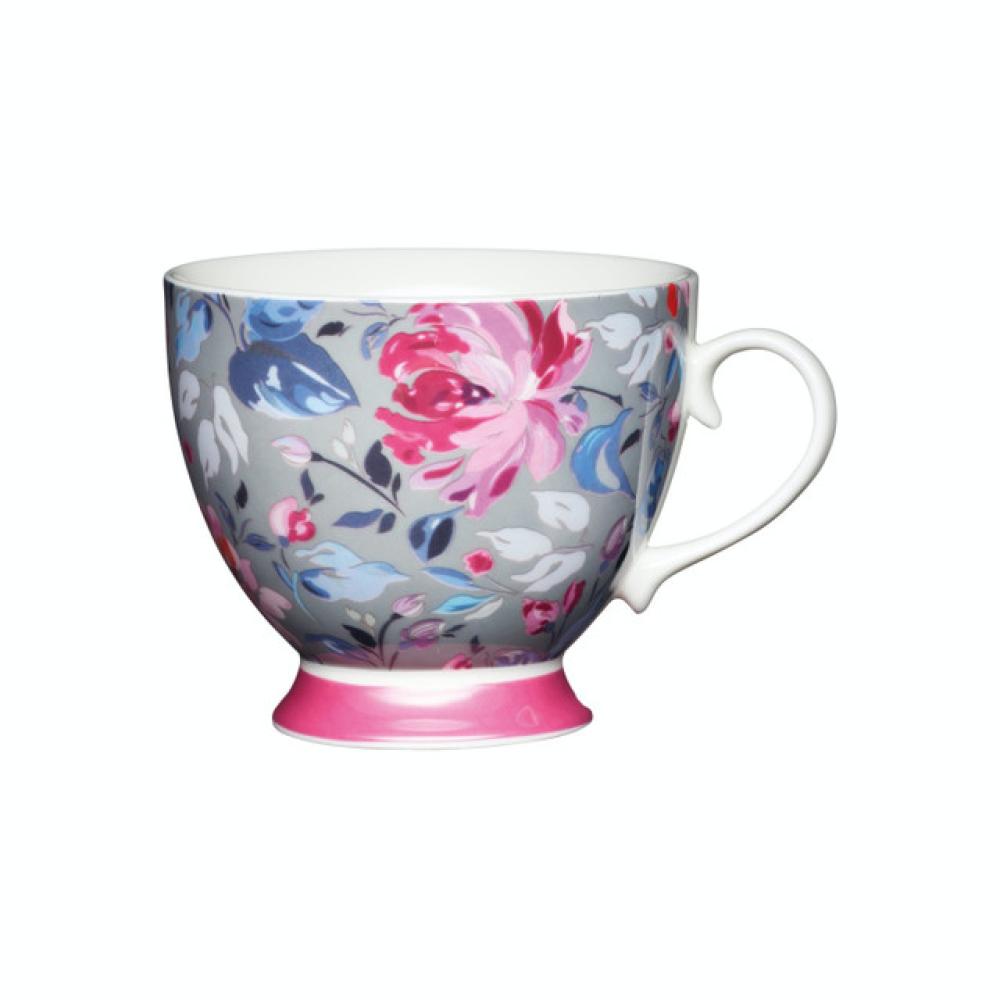 Rito.lv - Let life sound! :: KITCHENCRAFT GREY FLORAL FOOTED MUG 400ML ...