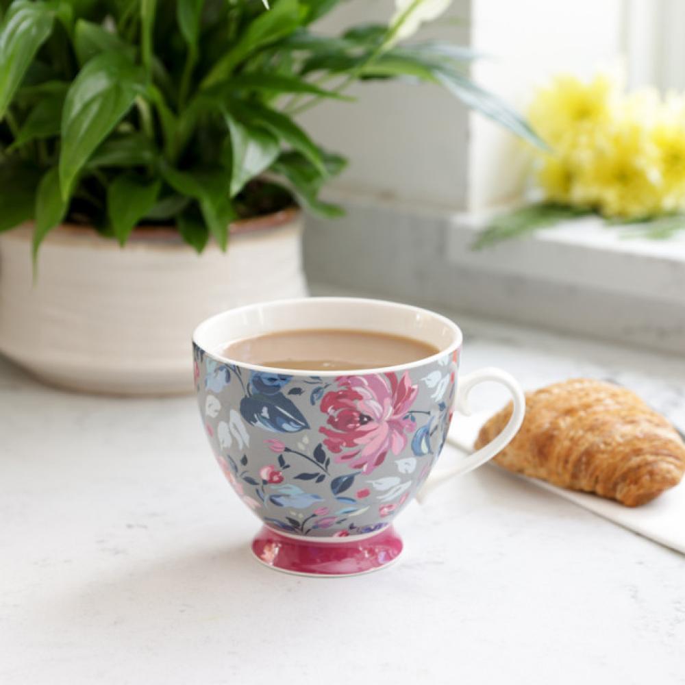 Rito.lv - Let life sound! :: KITCHENCRAFT GREY FLORAL FOOTED MUG 400ML ...
