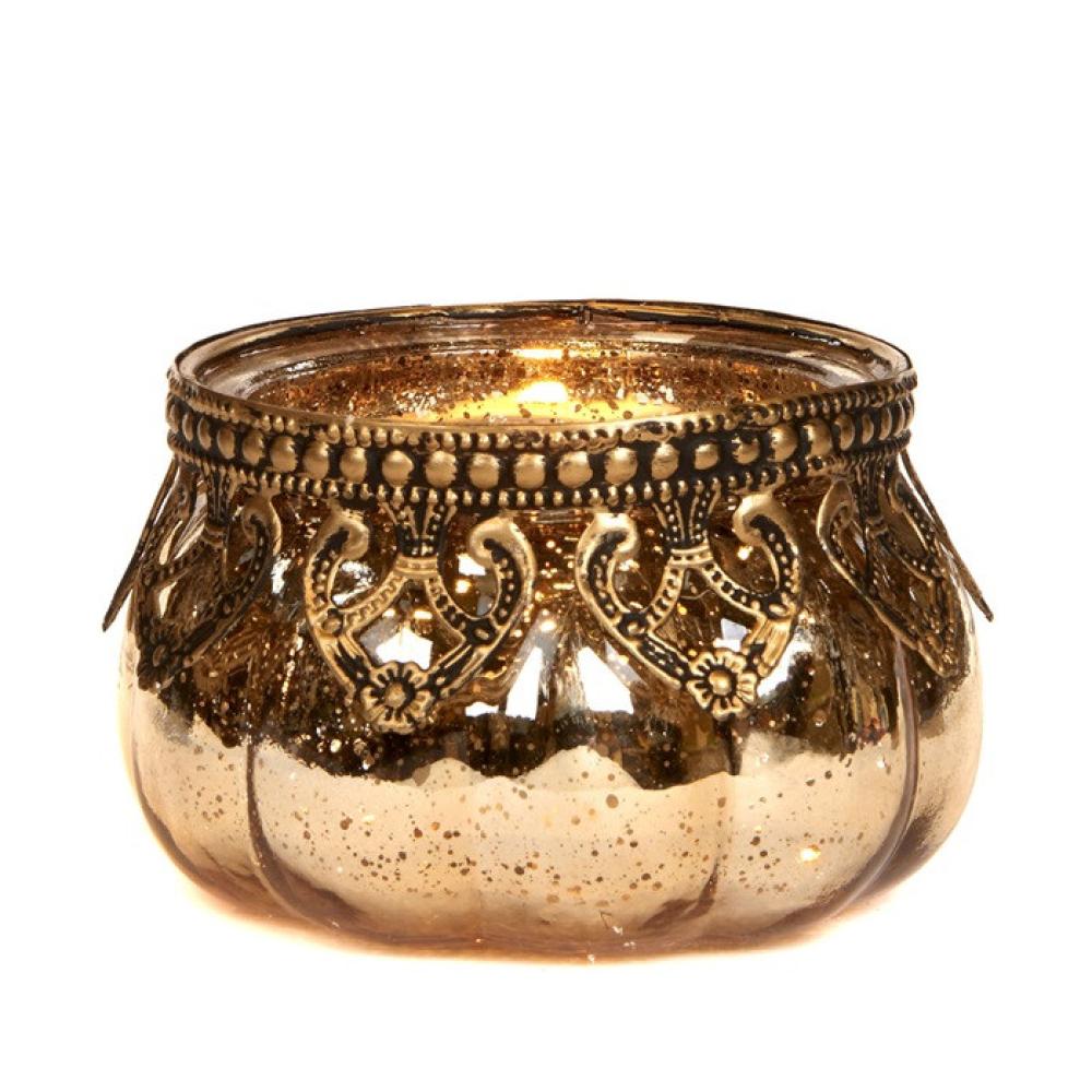 Rito.lv - Lai dzīve skan! :: SVEČTURIS TĒJAS SVECEI 9CM, ZELTA MOTĪVS ...